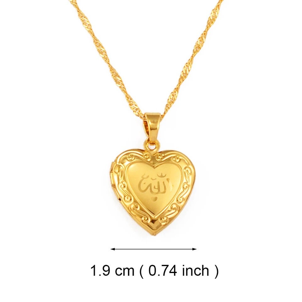 21k Gold Plated ALLAH Heart Locket Heart Locket Muslim - Etsy