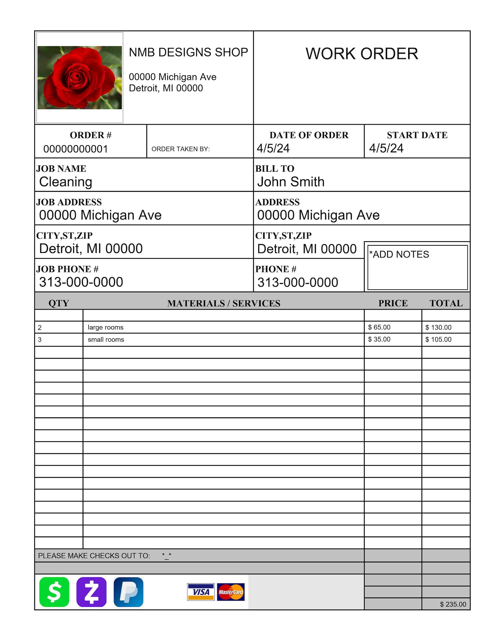 Simple Fillable PDF Quote, Work Order, Invoice Form - Etsy