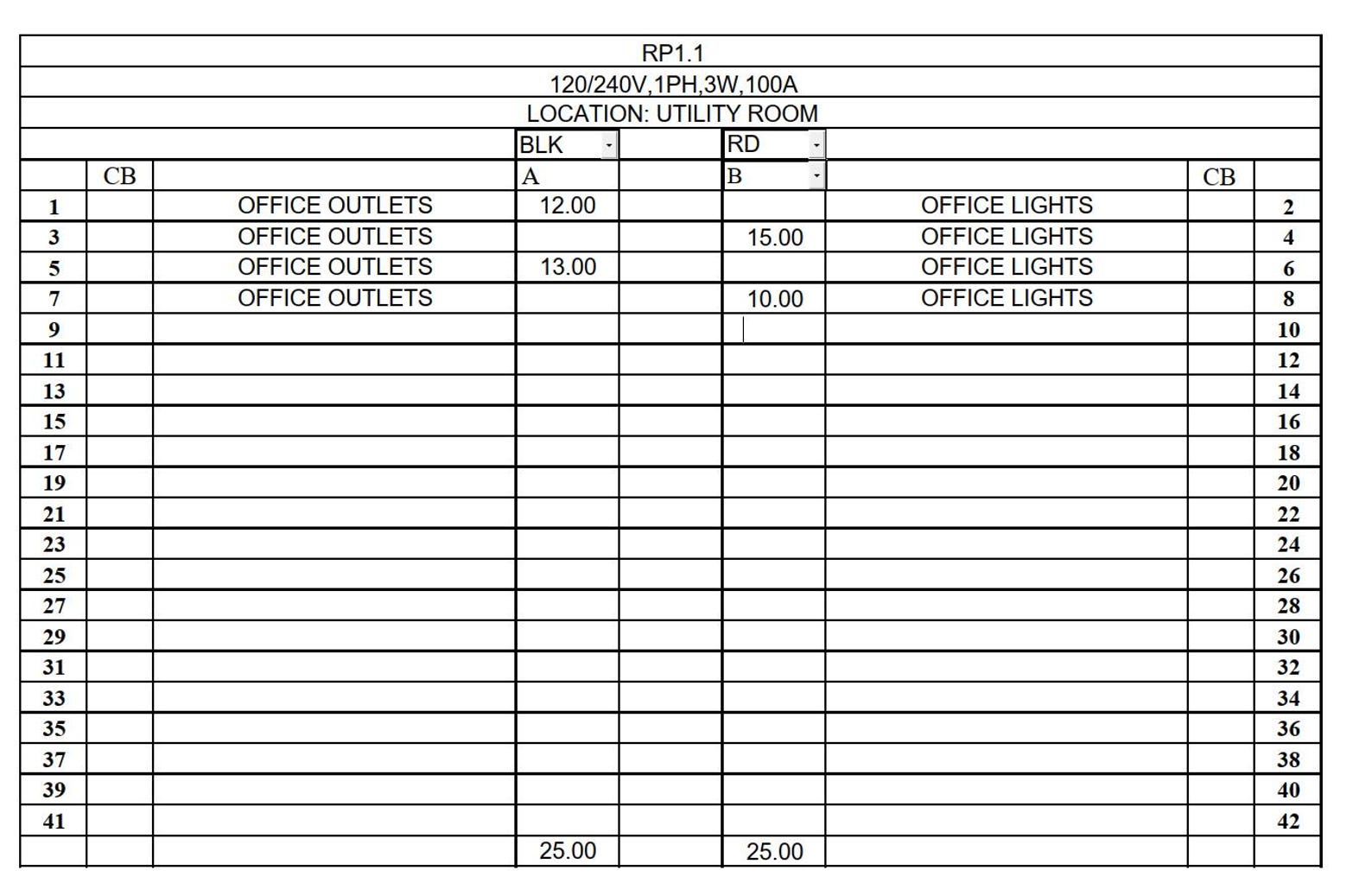 Fillable PDF 1-phase Electrical Panel Schedule That Calculates! - Etsy