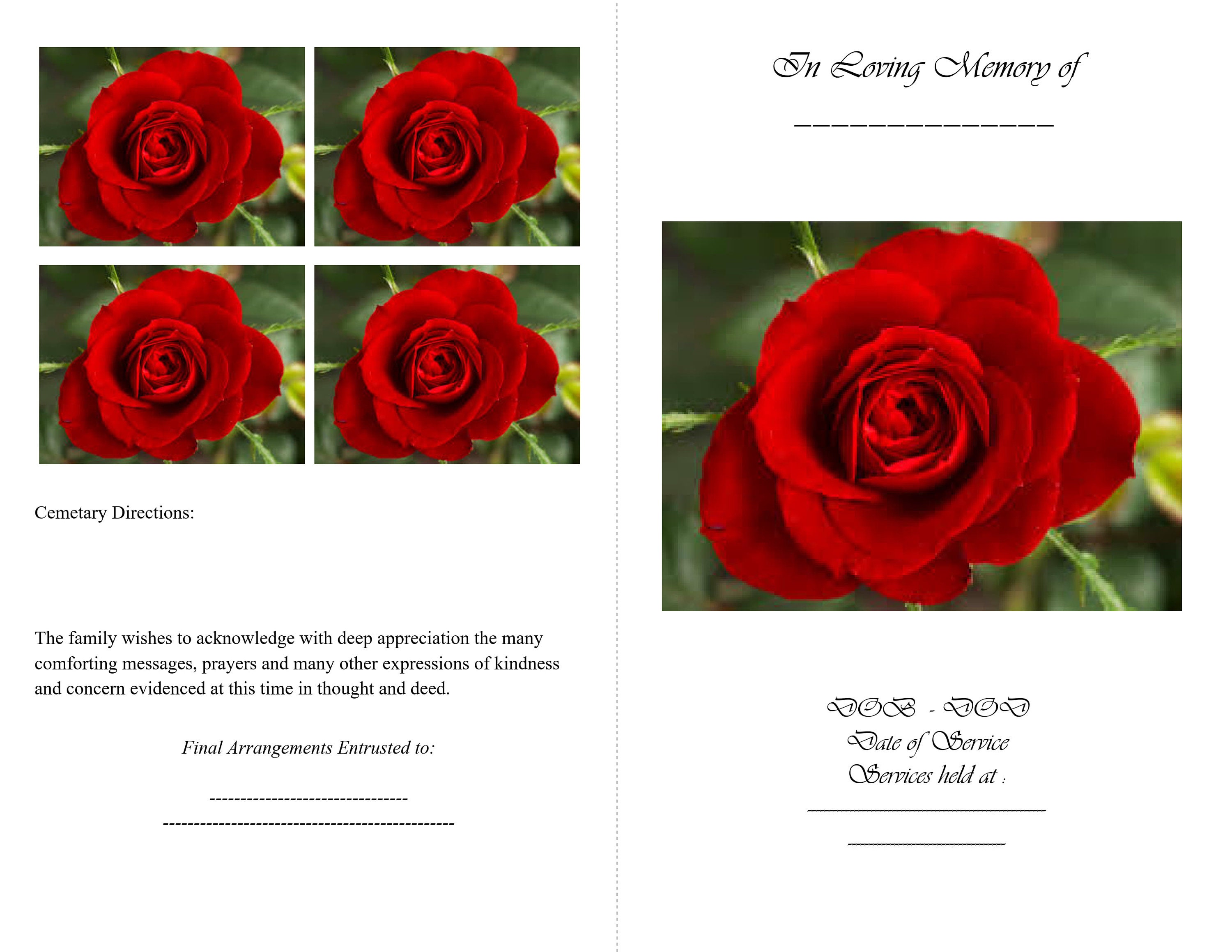 Simple PDF Fillable Funeral/memorial Program Template - Etsy