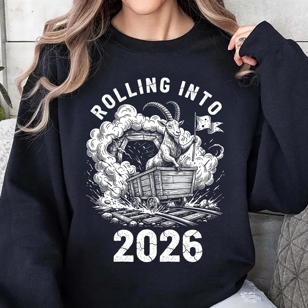 Rolling Into 2026 Goat Mine Cart Design (PNG), Halftone Christmas DTF ...