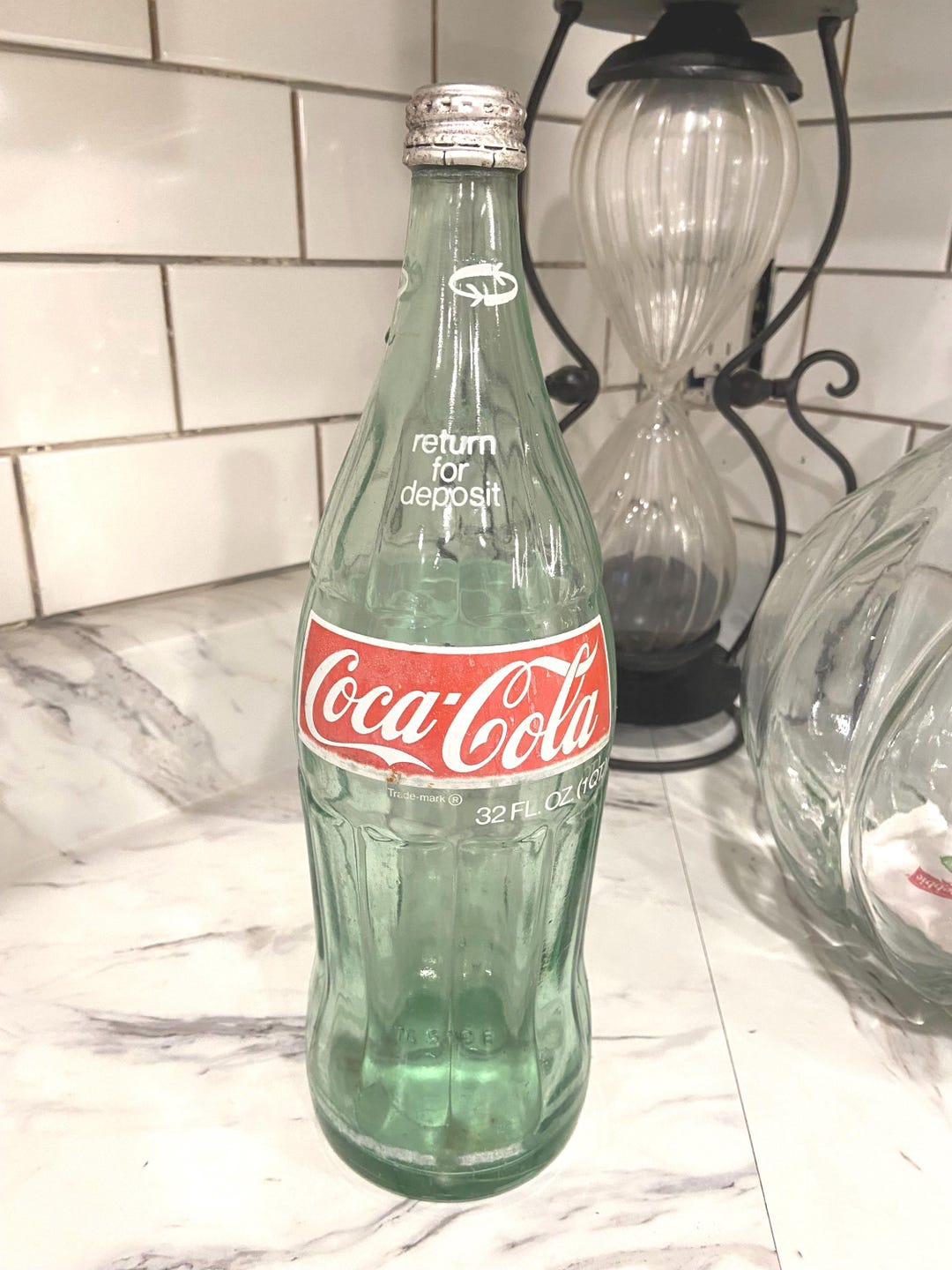 1970’s Vintage GREEN Coca-cola 32oz Returnable Bottle With Metal Screw ...