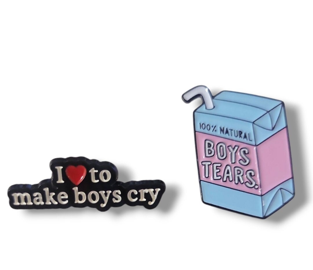 The I Love to Make Boys Cry & 100% Natural Boys Tears Juice Box Pins - Etsy