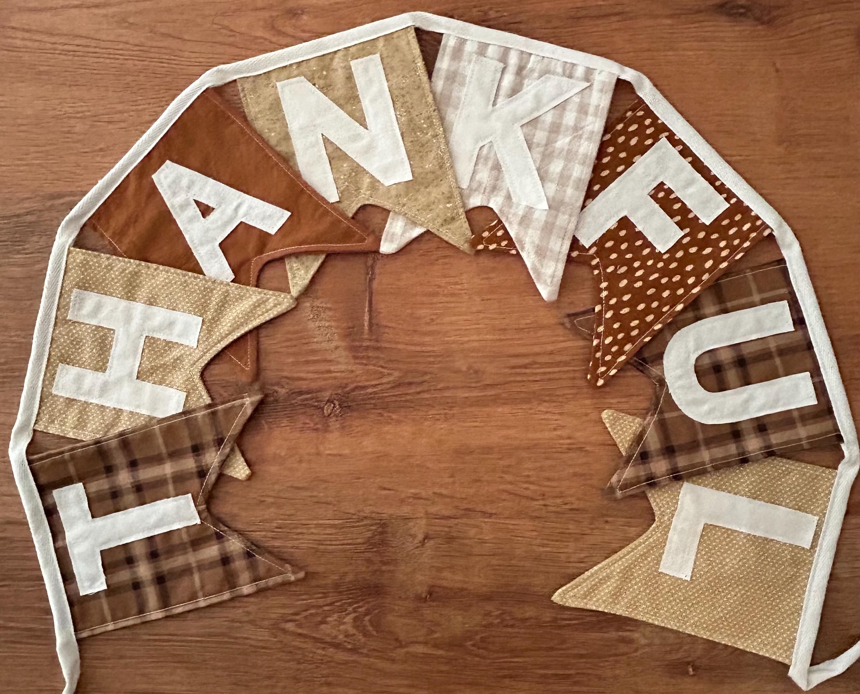 Custom Fabric Happy Thanksgiving Bunting, Fabric Give Thanks Banner ...