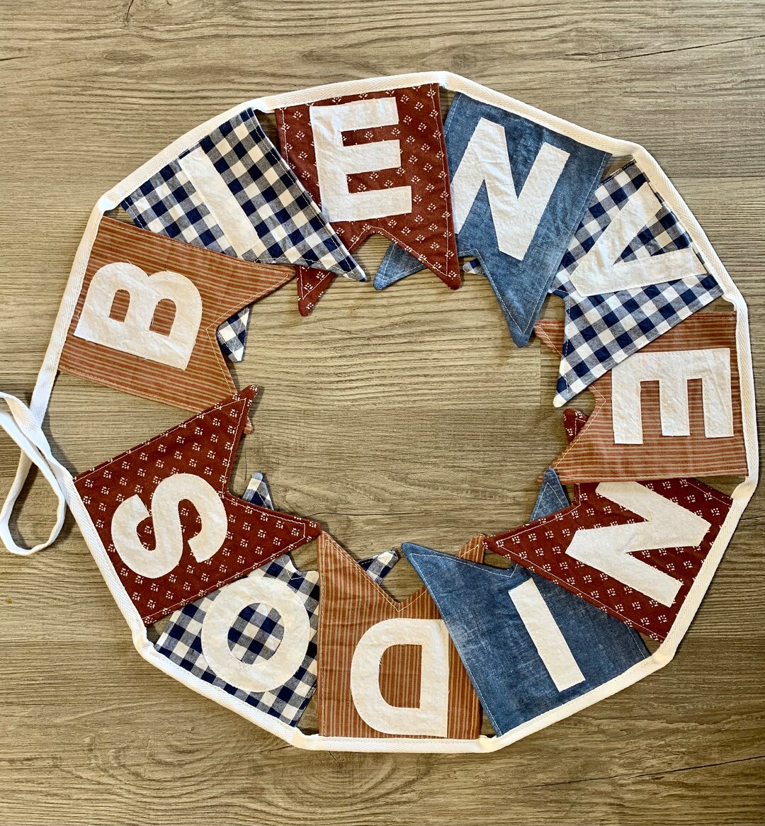 Custom Fabric Bienvenidos Welcome Banner- Spanish Bunting, Decor En ...