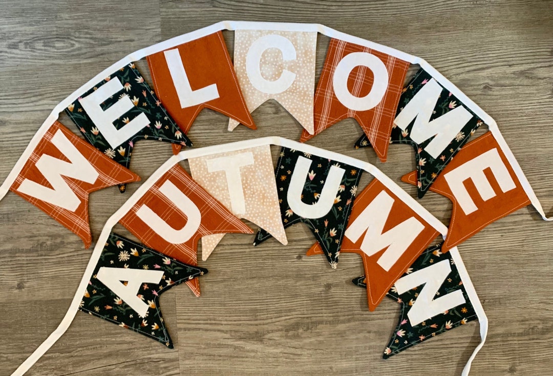Custom Fabric Welcome Autumn Banner, Hello Fall Bunting, Happy Fall ...
