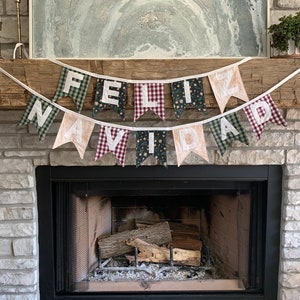 Custom Fabric Feliz Navidad Banner, Fabric Spanish Holiday Bunting ...