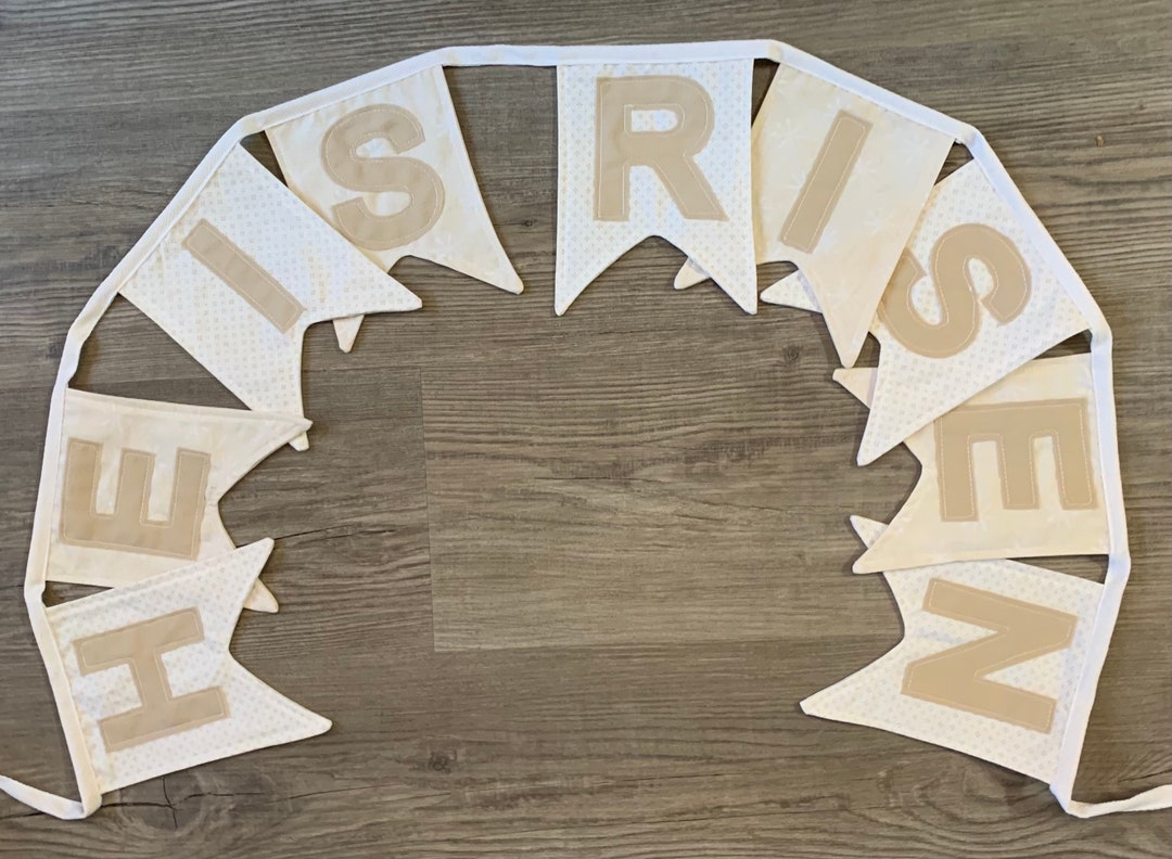 He is Risen Banner, Fabric Easter Bunting Sustainable Reusable Decor ...
