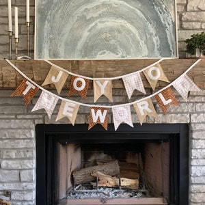 READY TO SHIP Joy to the World Banner, Fabric Christmas Bunting ...