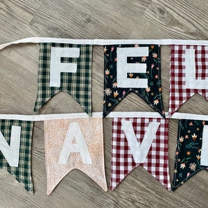 Custom Fabric Feliz Navidad Banner, Fabric Spanish Holiday Bunting ...