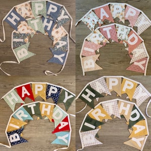 Custom Fabric Happy Birthday Banner, Fabric Happy Birthday Bunting ...