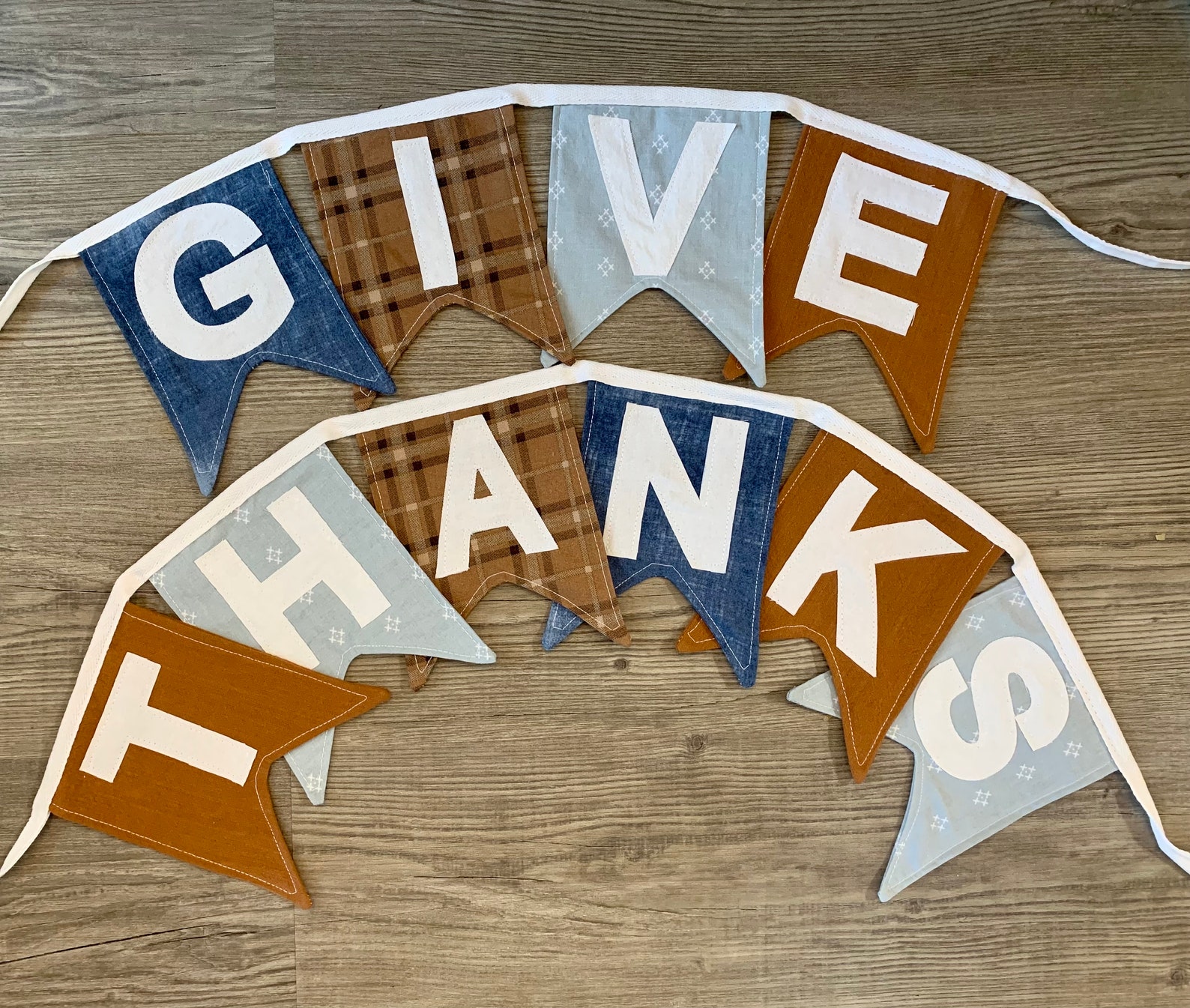 Custom Fabric Happy Thanksgiving Bunting, Fabric Give Thanks Banner ...