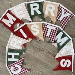 Custom Fabric Merry Christmas Banner, Fabric Holiday Bunting, Christmas ...