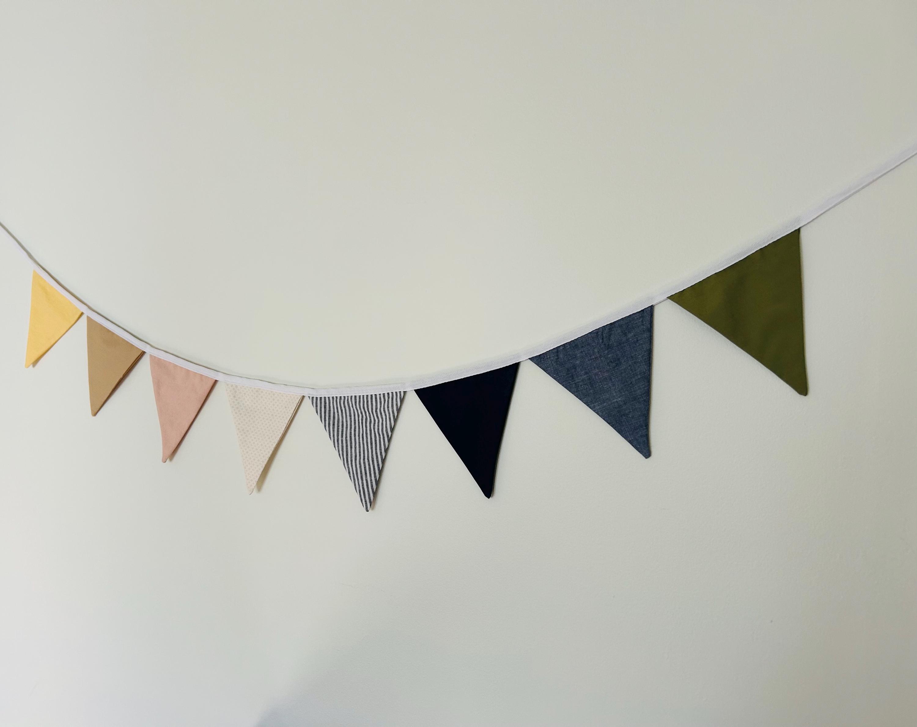 Neutral Fabric Bunting With Pennant Flags- Gender Neutral Nursery Decor ...