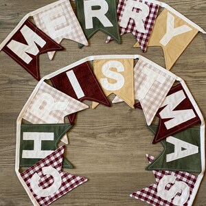 Custom Fabric Merry Christmas Banner, Fabric Holiday Bunting, Christmas ...