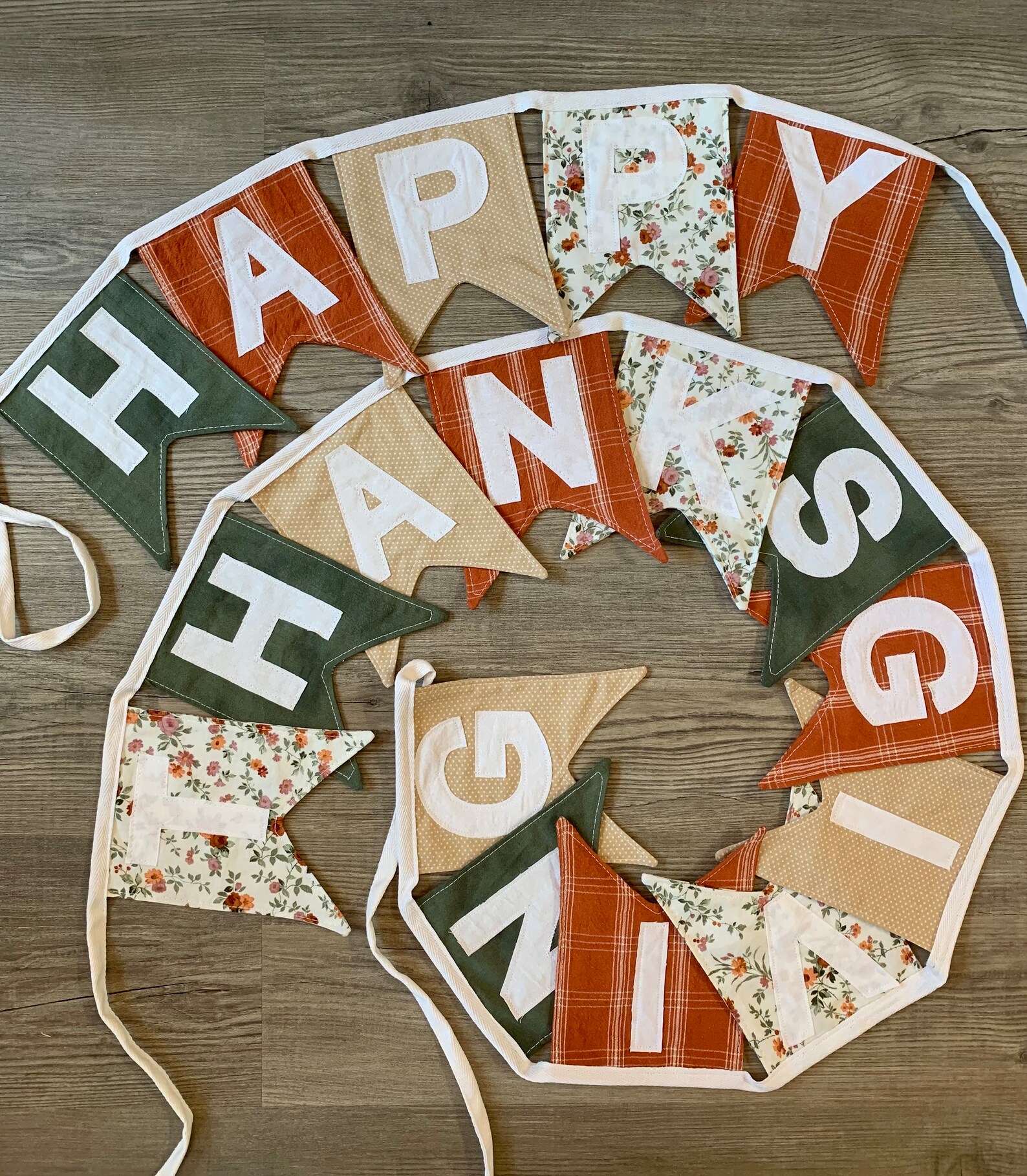 Custom Fabric Happy Thanksgiving Bunting, Fabric Give Thanks Banner ...