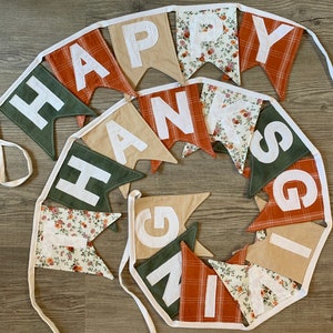 Custom Fabric Happy Thanksgiving Bunting, Fabric Give Thanks Banner ...