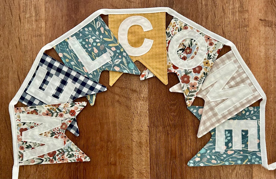 Custom Fabric Welcome Bunting Banner- Sustainable Reusable Decor ...