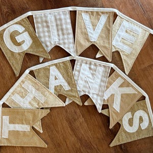 Custom Fabric Happy Thanksgiving Bunting, Fabric Give Thanks Banner ...