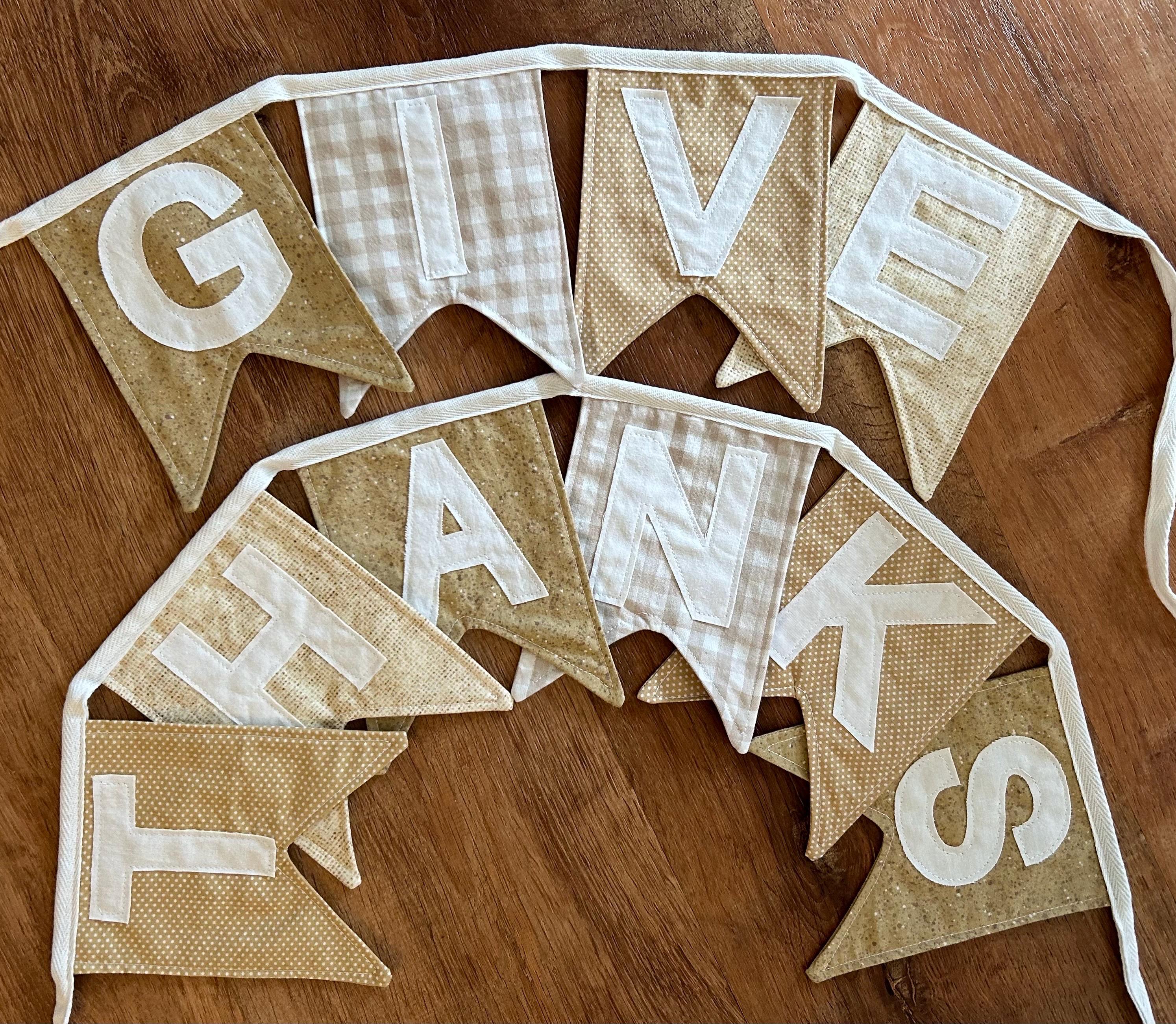 Custom Fabric Happy Thanksgiving Bunting, Fabric Give Thanks Banner ...