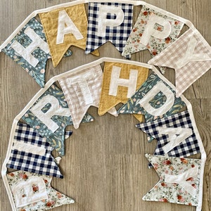 Custom Fabric Happy Birthday Banner, Fabric Happy Birthday Bunting ...