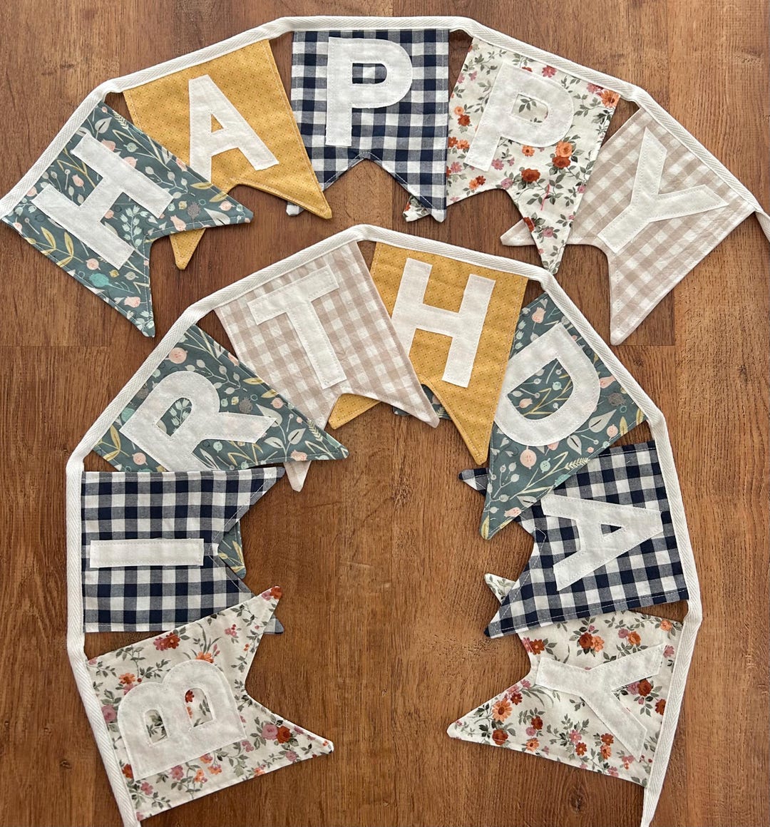 Custom Fabric Happy Birthday Banner, Fabric Happy Birthday Bunting ...