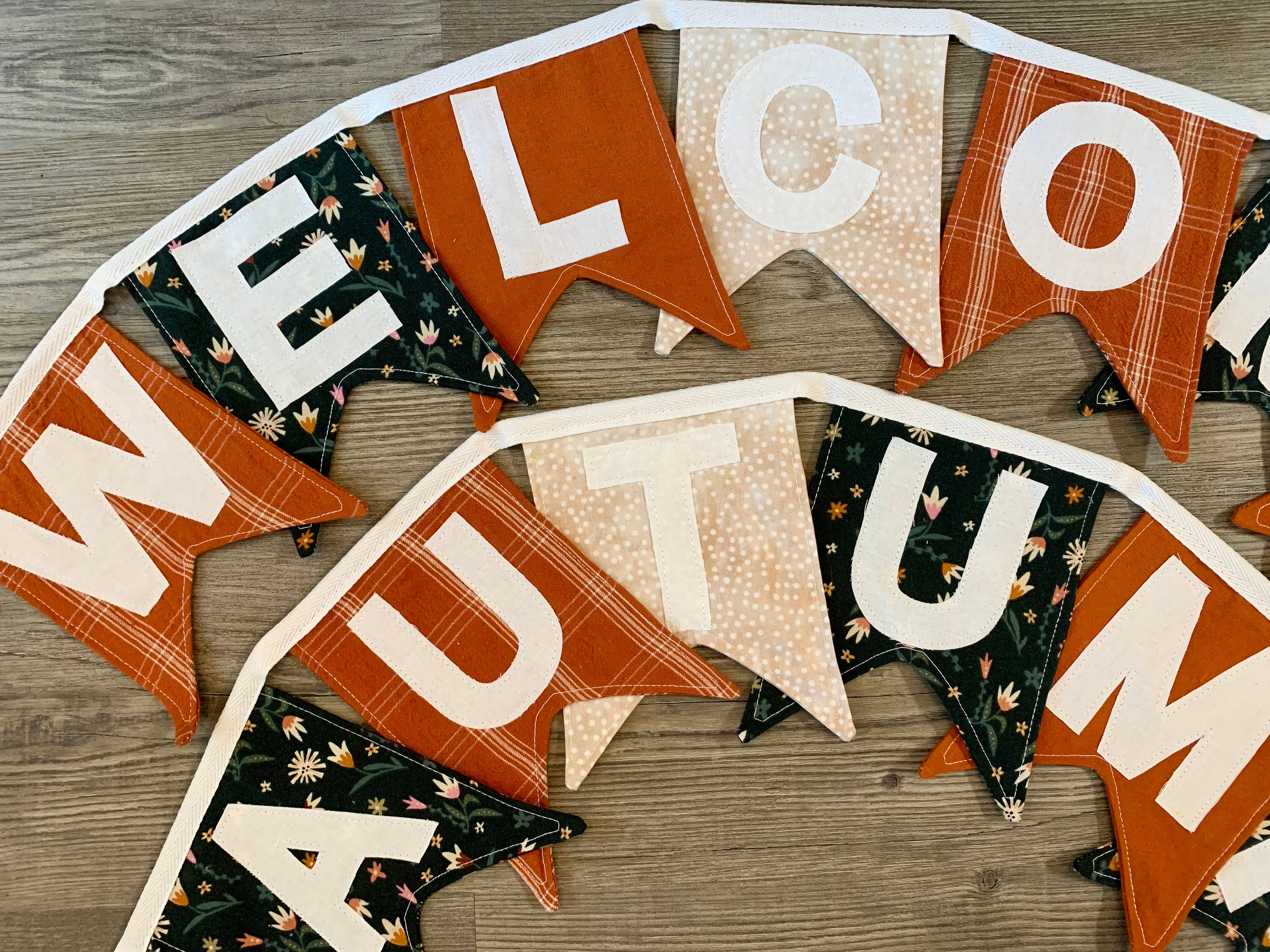 Custom Fabric Welcome Autumn Banner, Hello Fall Bunting, Happy Fall ...