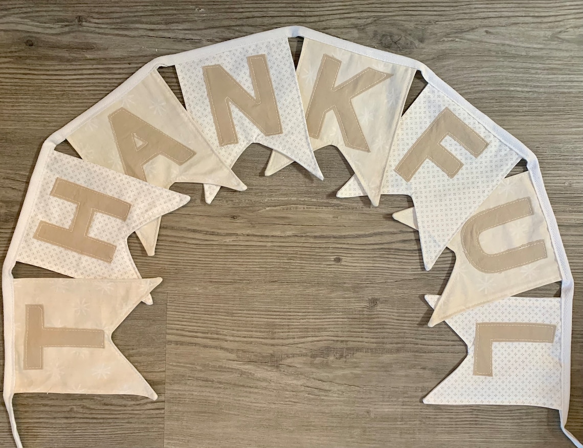 Custom Fabric Happy Thanksgiving Bunting, Fabric Give Thanks Banner ...