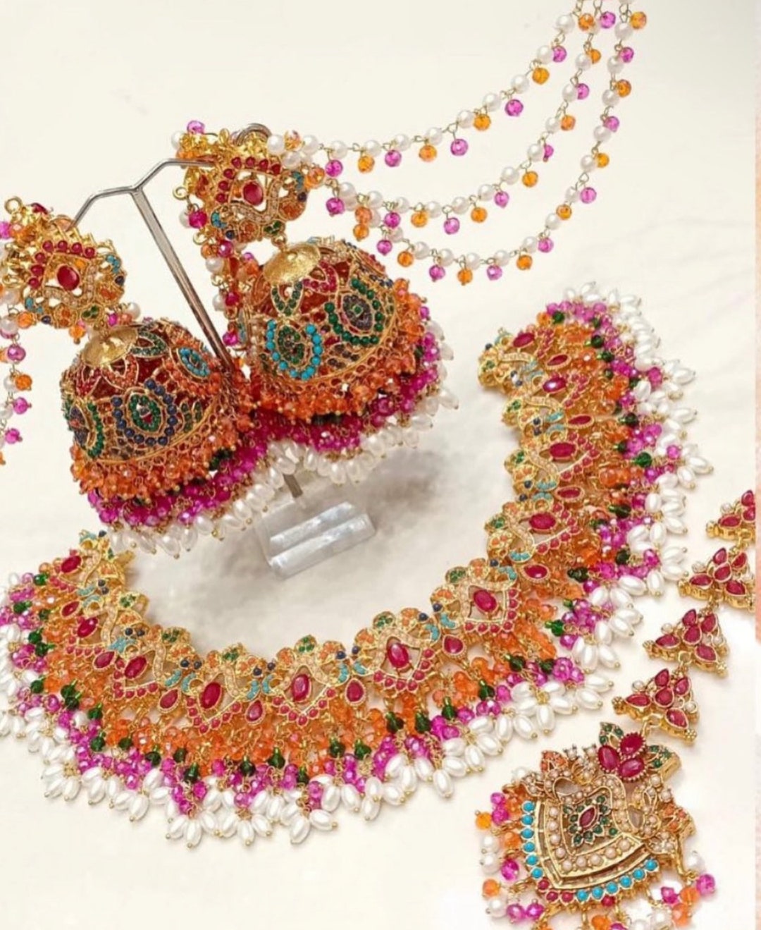 Beautiful Nauratan Mala Set / Hyderabadi Mala Set / Indian Pakistani ...