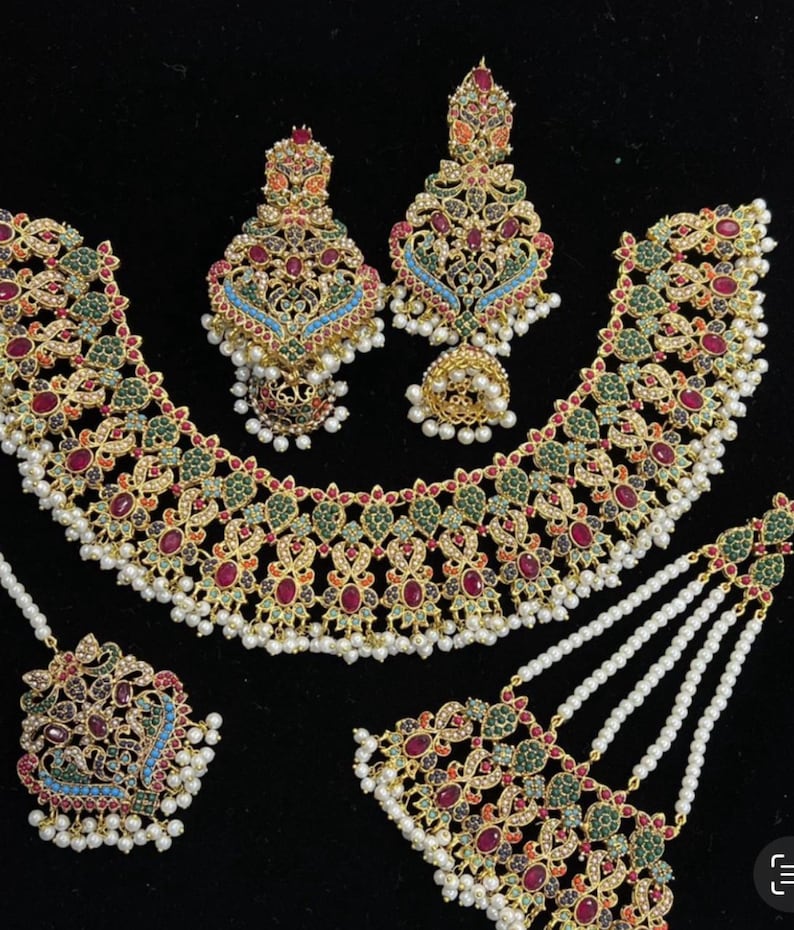 Beautiful Nauratan Mala Set / Hyderabadi Mala Set / Indian Pakistani ...