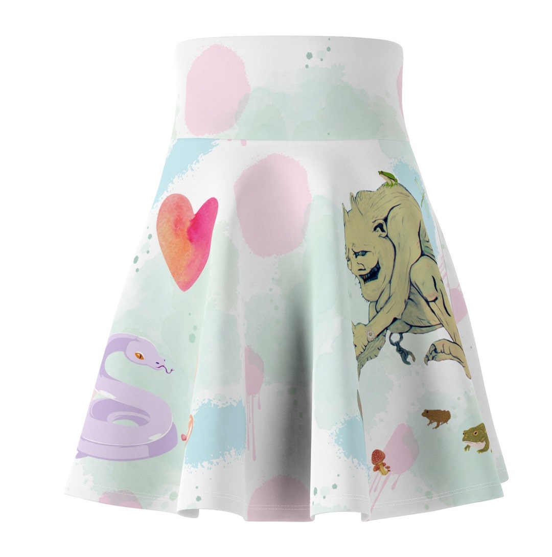 Womens Pastel Blue and Pink Goth, Lovecore Goblincore Skater Skirt. - Etsy