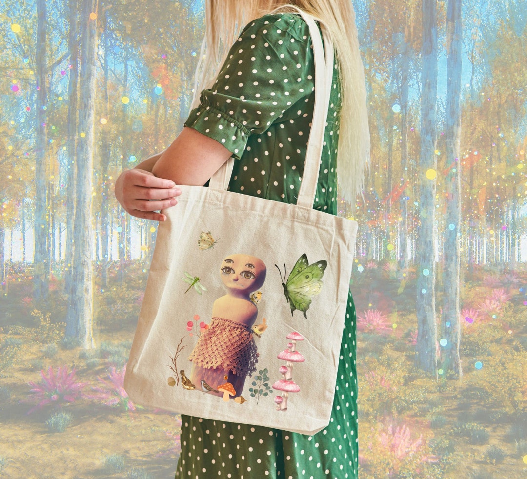 Cottagecore Tote Bag Botanical Canvas Tote Forestcore - Etsy