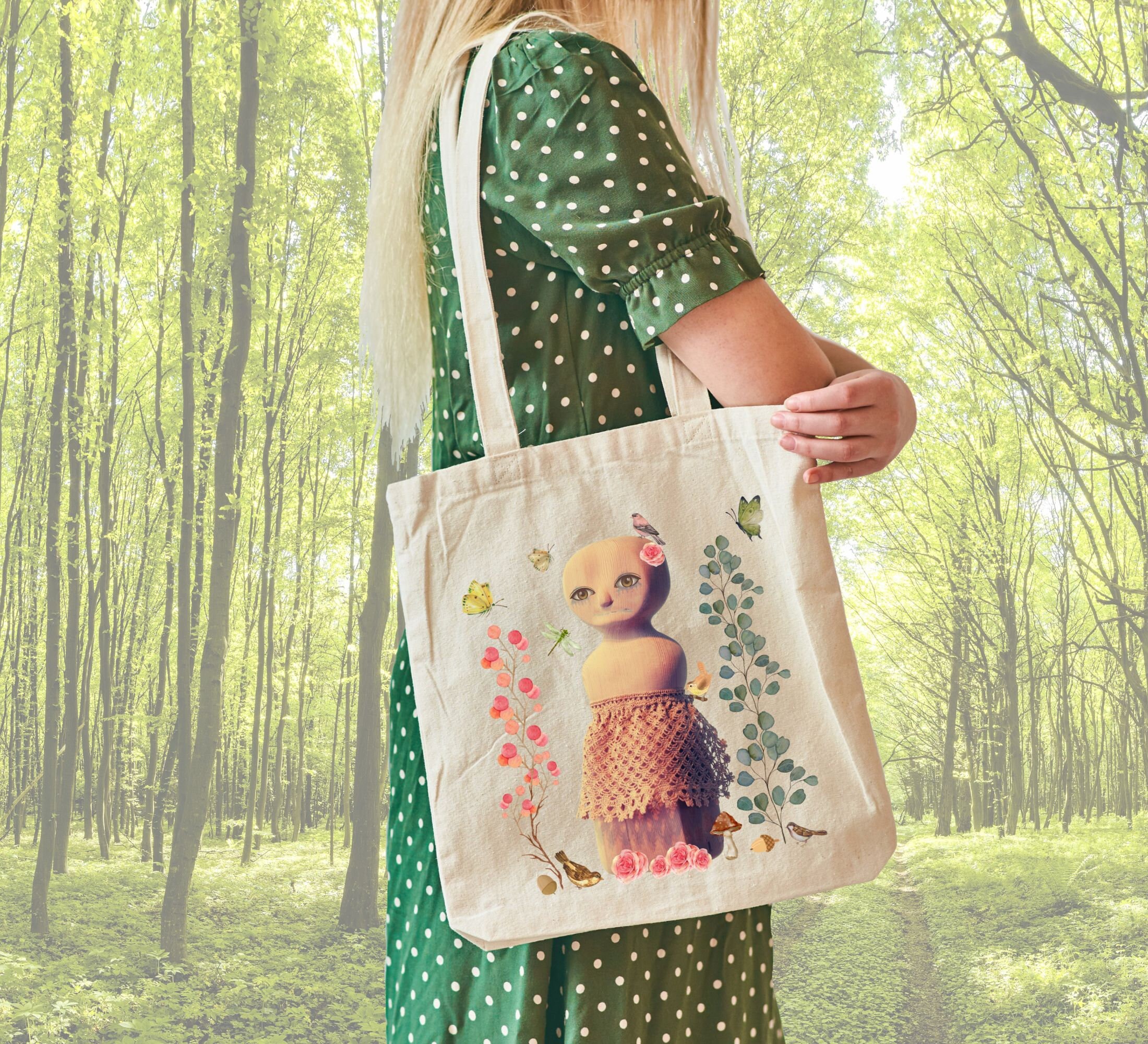Cottagecore Tote Bag Botanical Canvas Tote Forestcore - Etsy