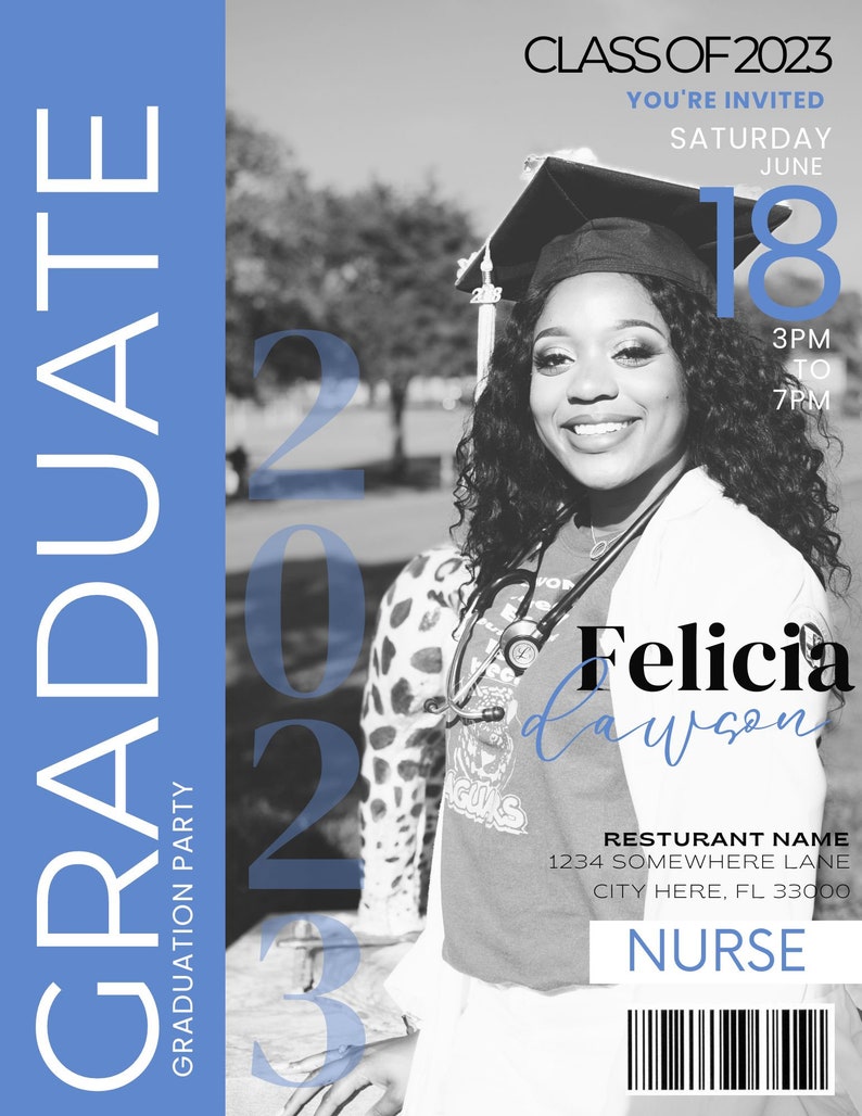 2024 Graduation Announcement Card CANVA Template, Nurse Graduation ...