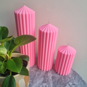 Custom Ribbed Pillar Candle Set Home Decor Candles Stylish - Etsy