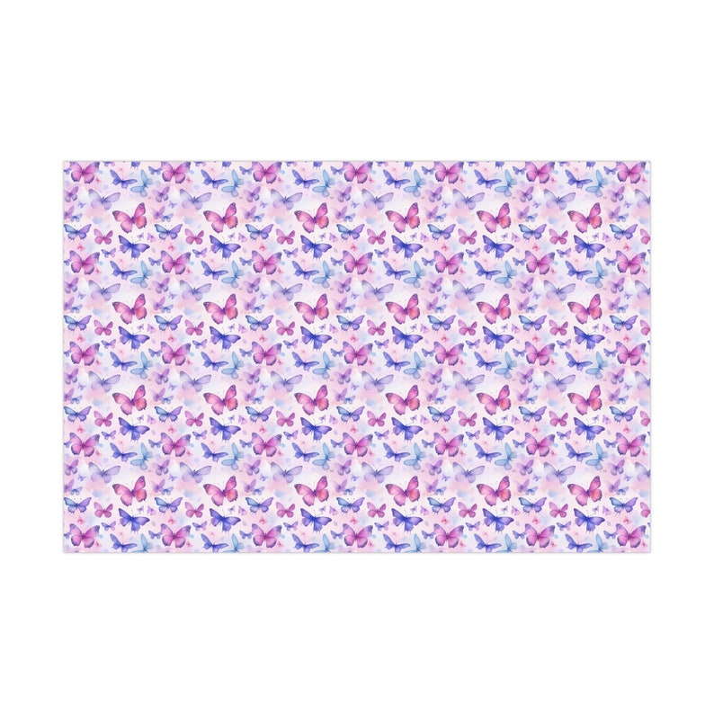 Girly Birthday Wrapping Paper, Butterfly Birthday Gift Wrap, Fun ...