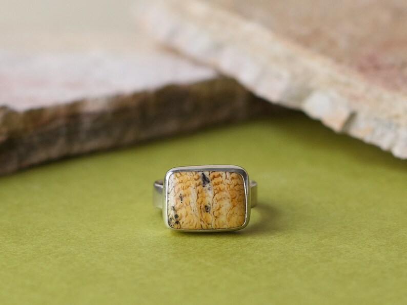 Dainty White Howardite Aka Rattlesnake Jasper Ring, Size 4US, .925 ...