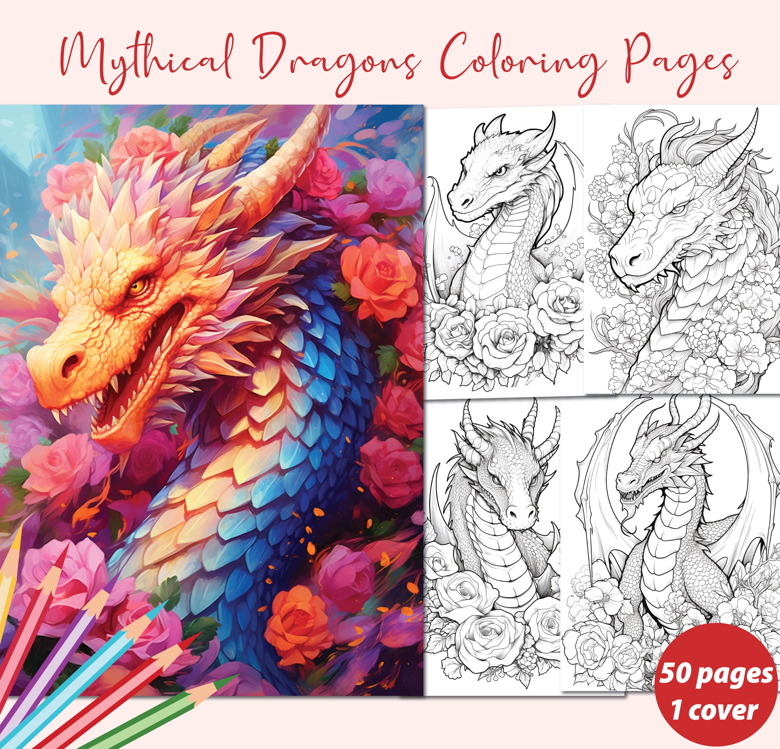 Printable Coloring Pages for Mythical Dragon Coloring Pages for Adults ...