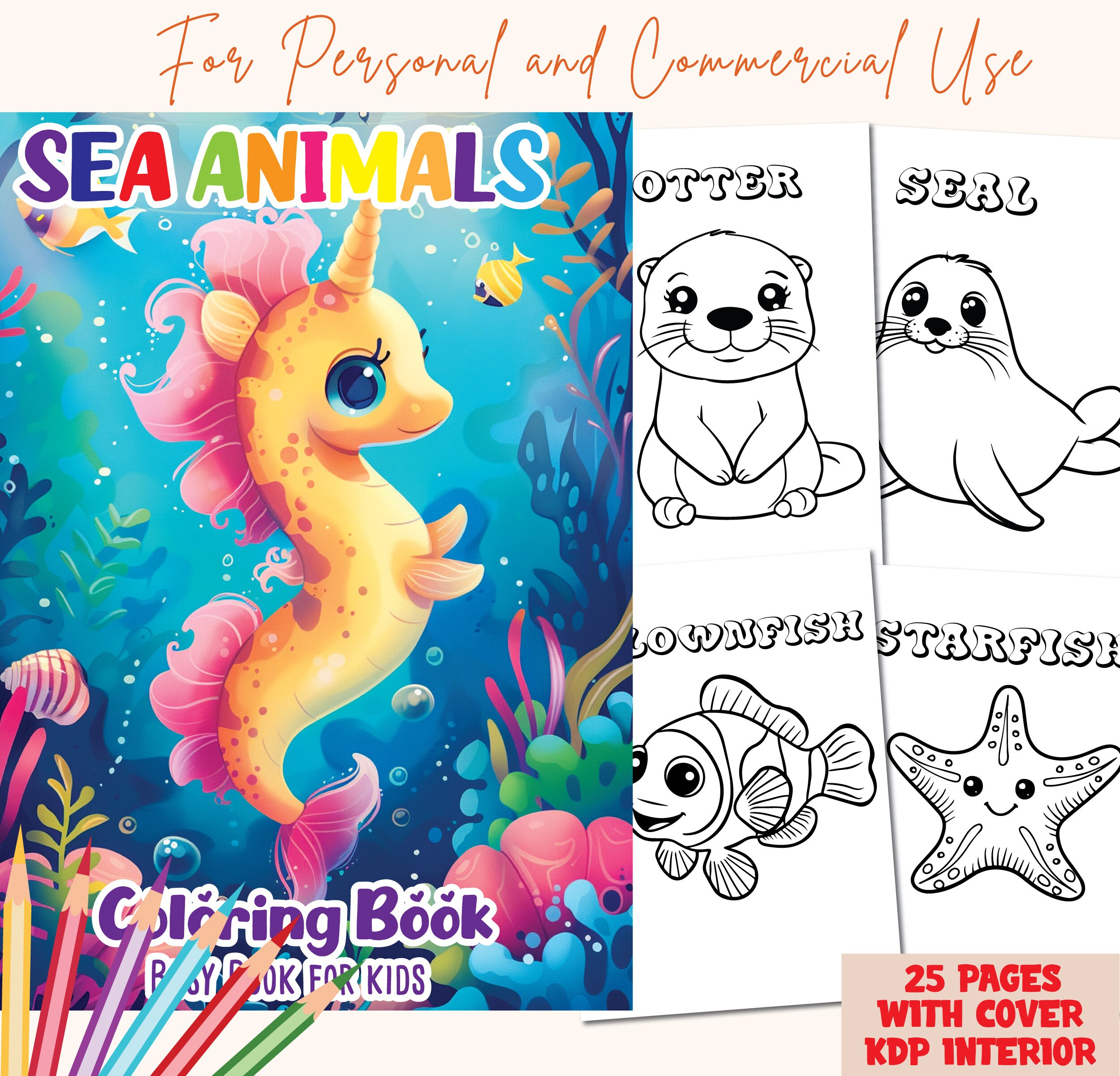 Printable Sea Animals Coloring Pages for Kids, Activity Coloring Sheets ...
