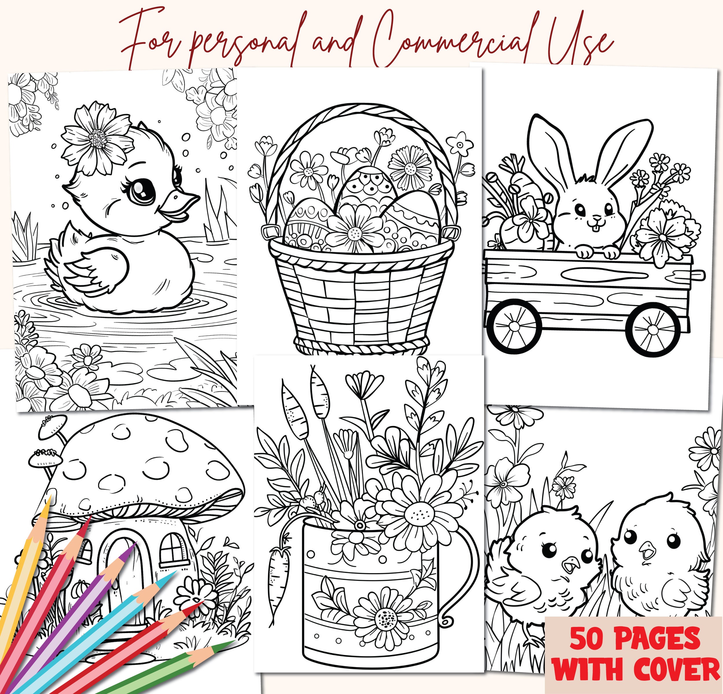 Printable Cute Spring Coloring Pages for Kids, Activity Coloring Sheets ...