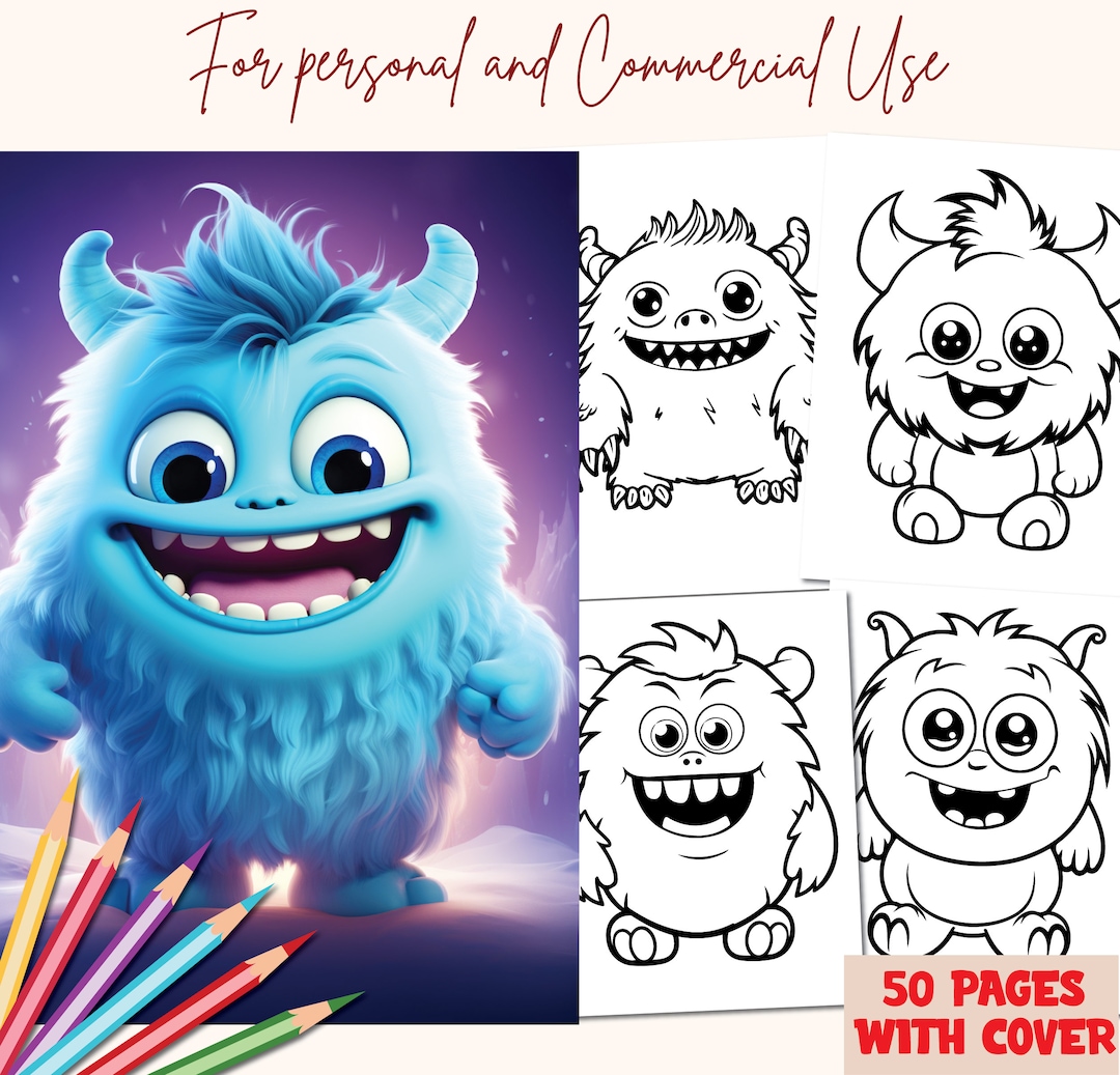 Printable Cute Monsters Coloring Pages for Kids and Adults, Funny ...