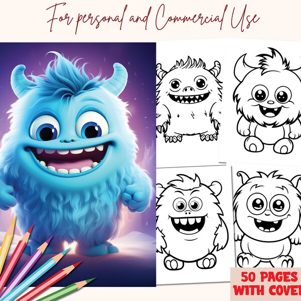 Funny Monsters Coloring Pages - Etsy
