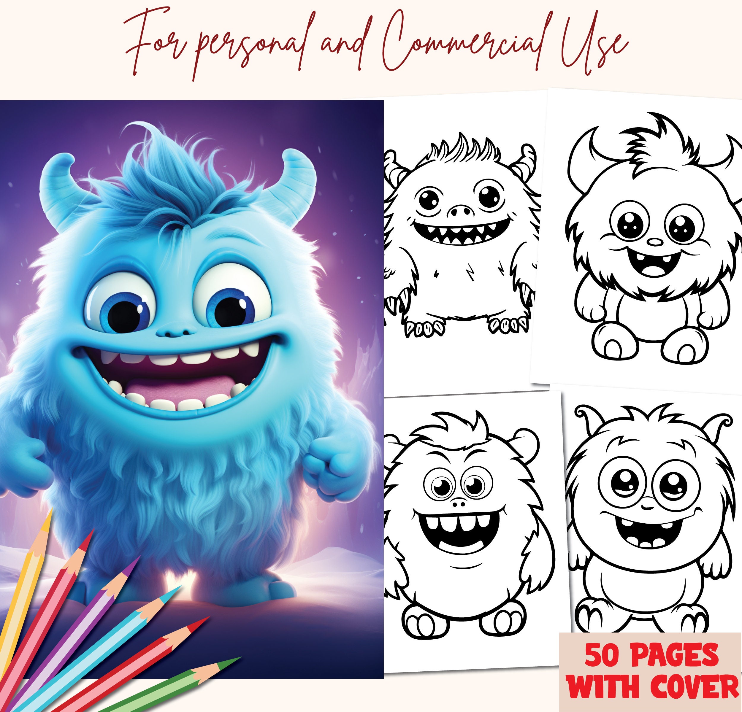 Printable Cute Monsters Coloring Pages for Kids and Adults, Funny ...