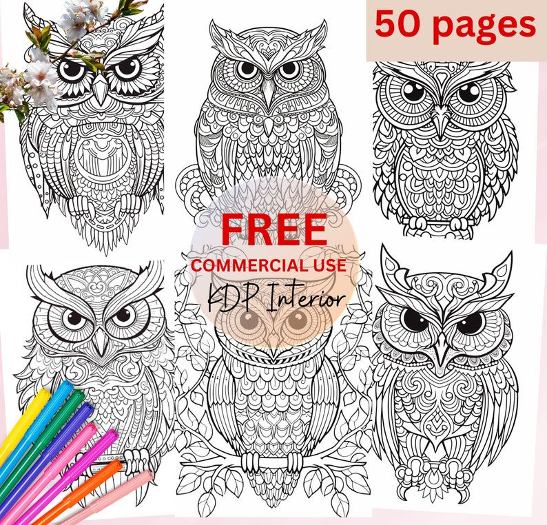 Printable Owl Mandala Coloring Pages for Kids and Adults, Bird , KDP ...