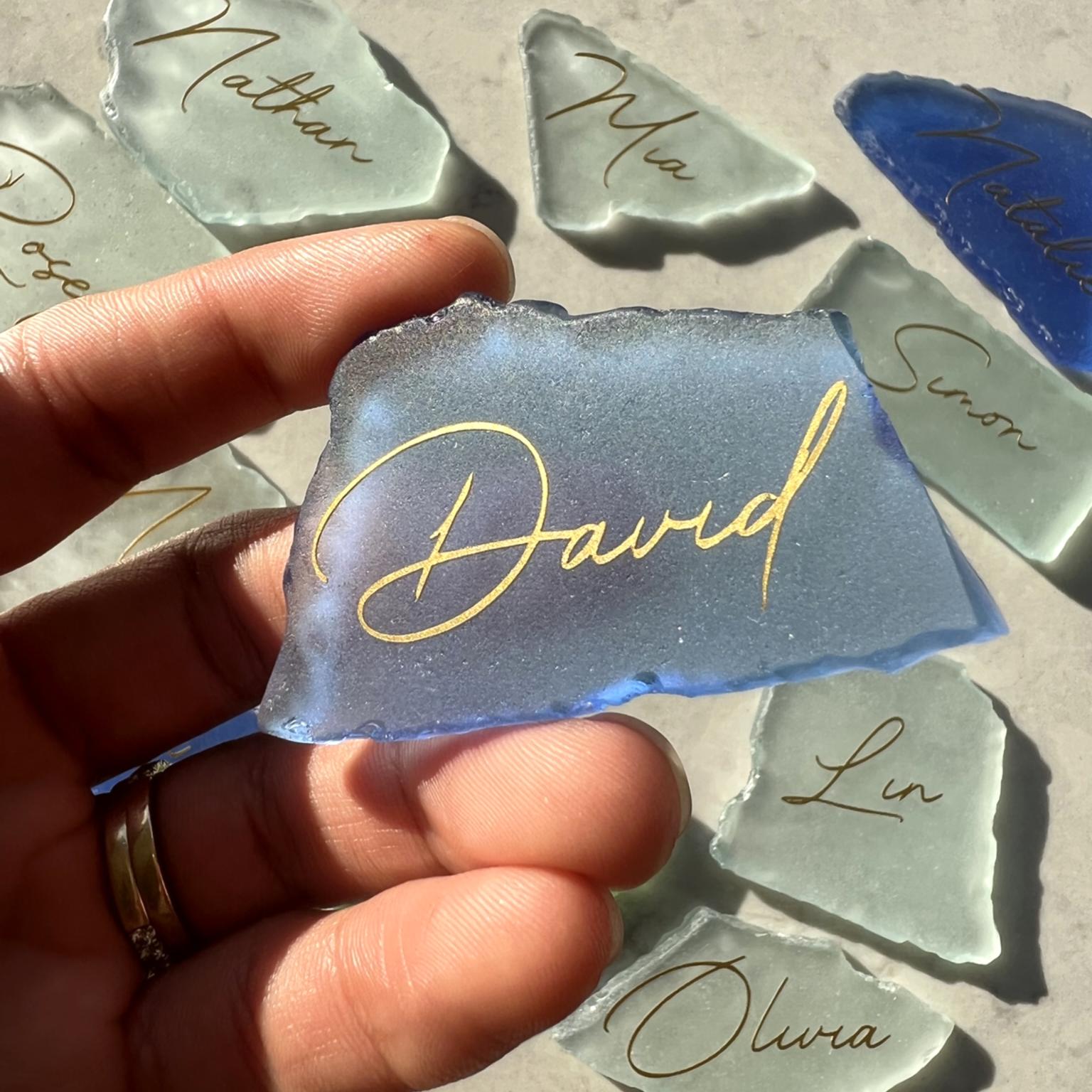 Sea Glass Name Place Card for Wedding | Sea Glass Wedding Decor ...