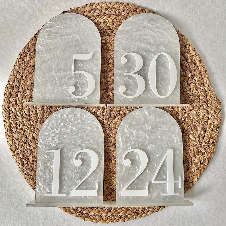 Table Numbers for Weddings & Events | Pearl Acrylic Table Numbers ...