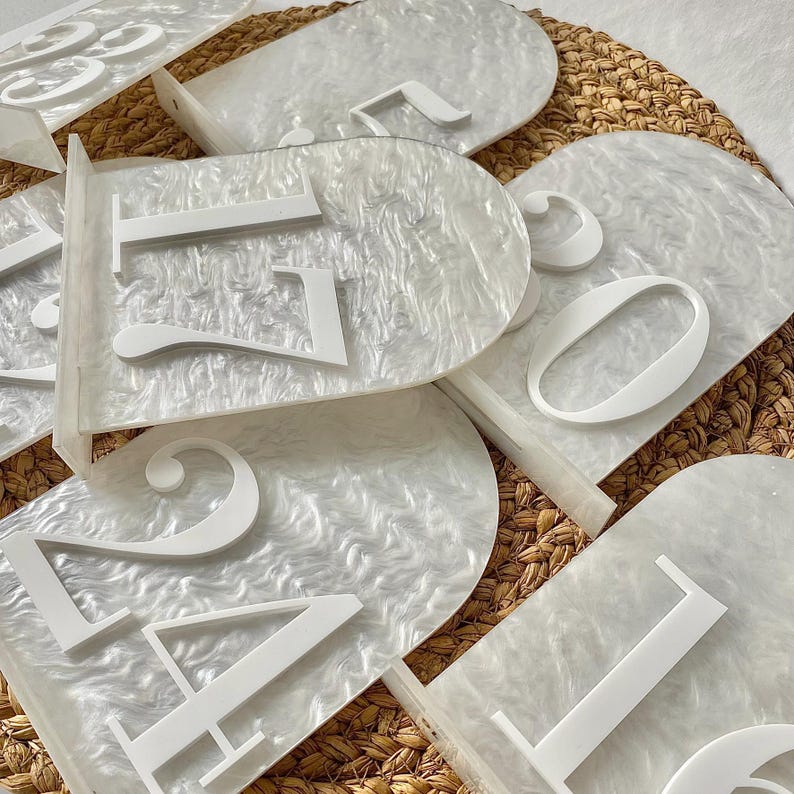 Table Numbers for Weddings & Events | Pearl Acrylic Table Numbers ...