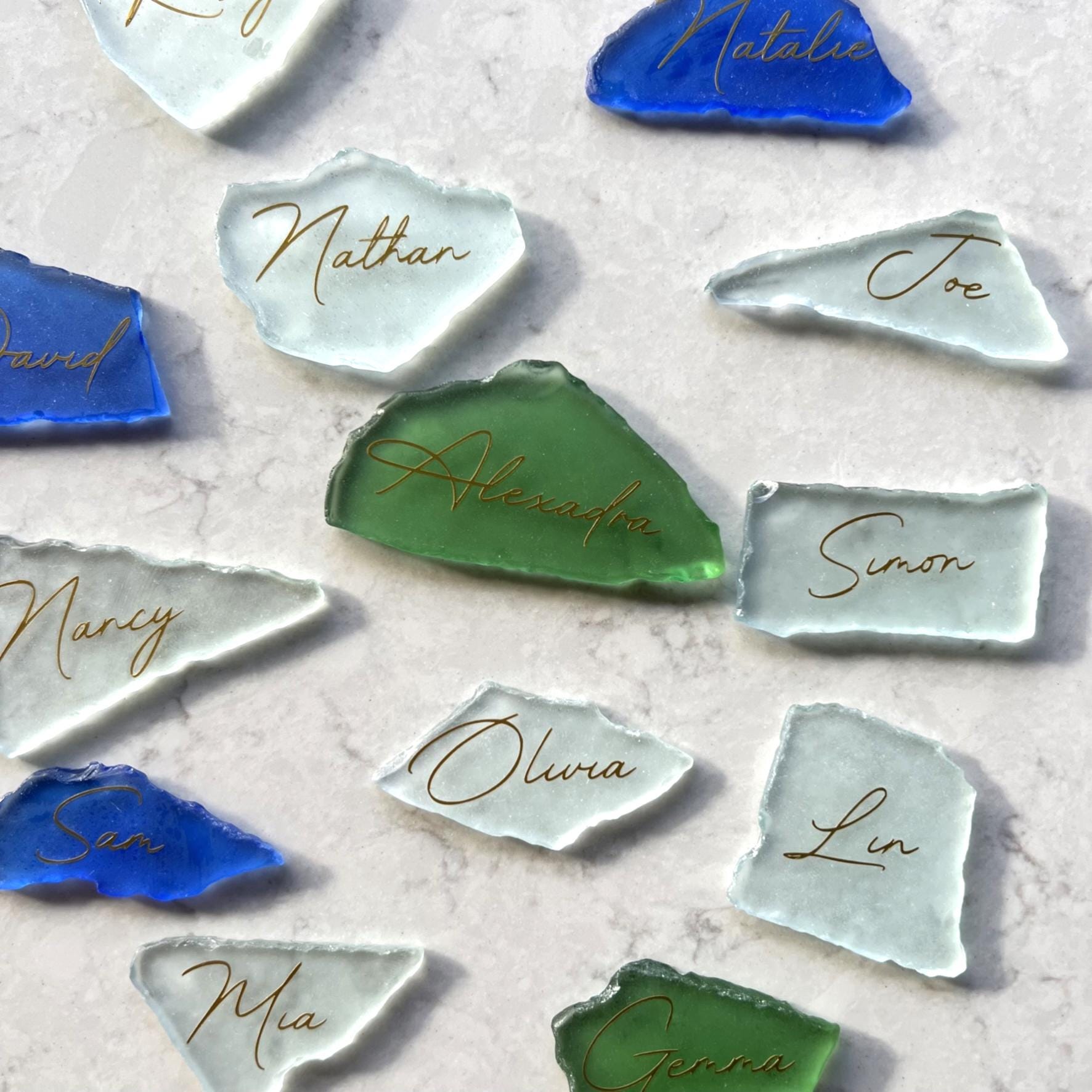 Sea Glass Name Place Card for Wedding | Sea Glass Wedding Decor ...