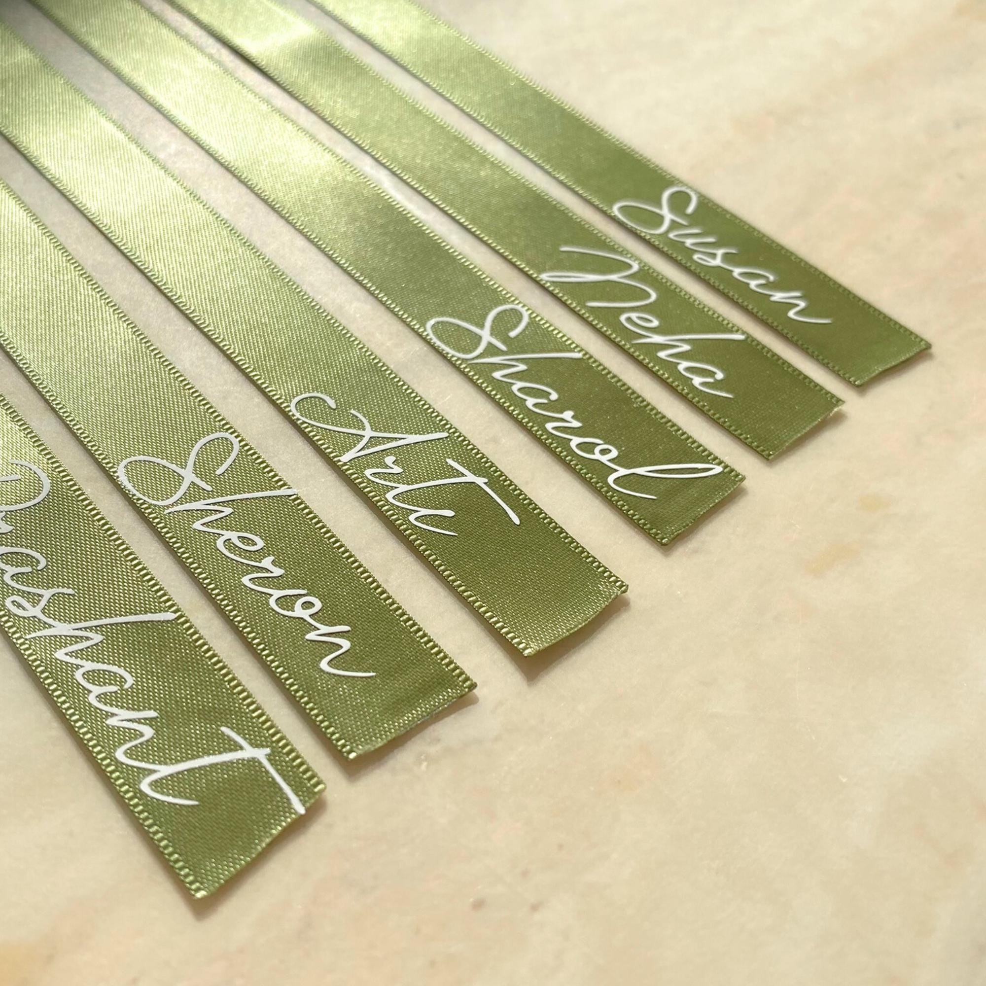 Satin Ribbon Name Tag | Custom Ribbon Name Tags | Wedding Name Place ...