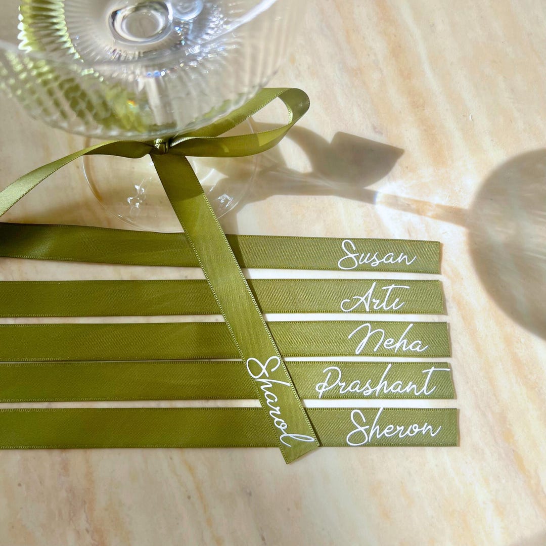 Satin Ribbon Name Tag | Custom Ribbon Name Tags | Wedding Name Place ...